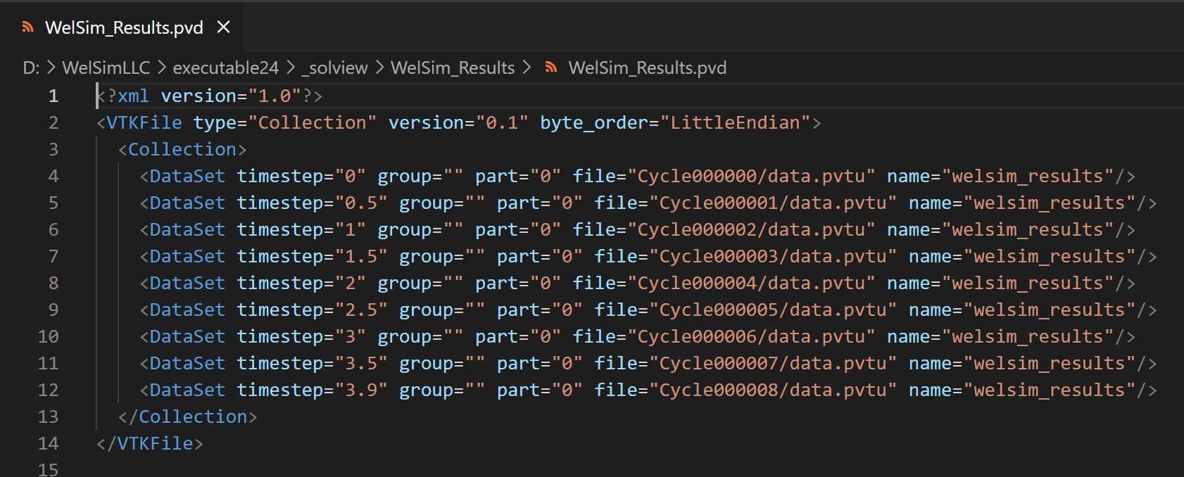 ParaView Data (pvd) file format and writing