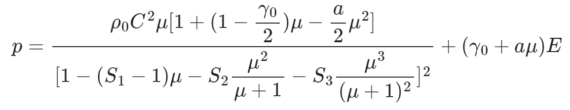 Equations of State (EOS) in Shock and Explosion Analysis