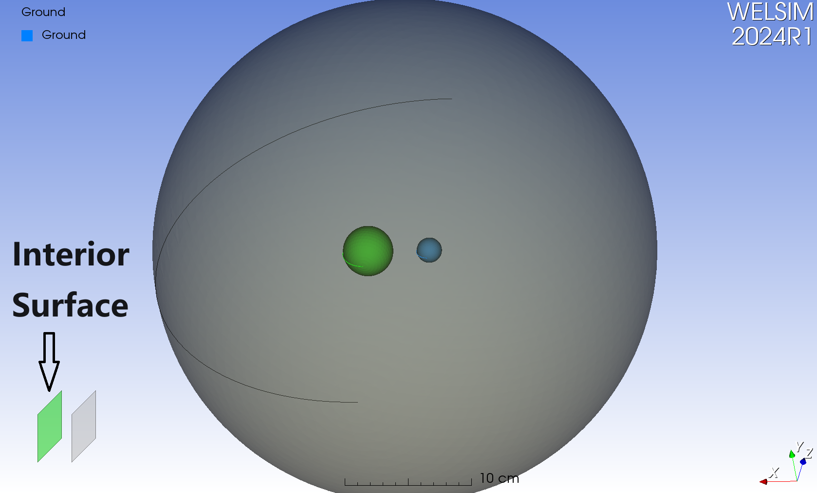 Select the interior surface of three-dimensional shapes using selection layer view