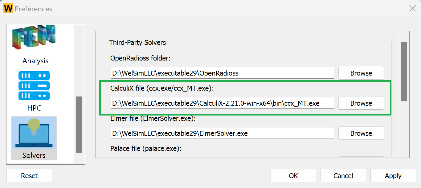 Generate CalculiX solver files using WELSIM