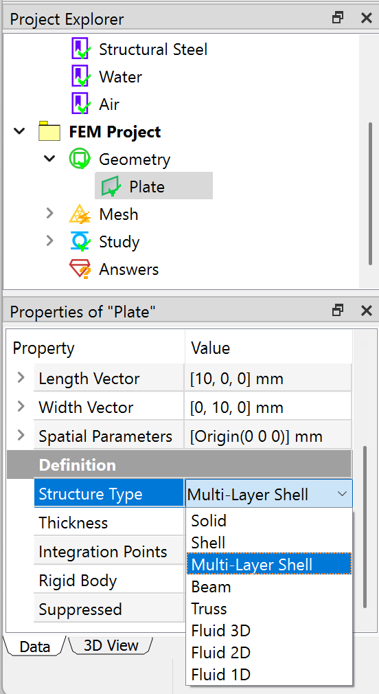 Defining Multi-Layered Composite Structure in Finite Element Analysis